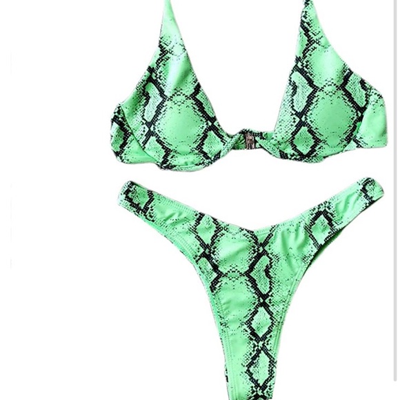Chic Nation | Swim | Neon Green Snake Skin Swim Suit | Poshmark